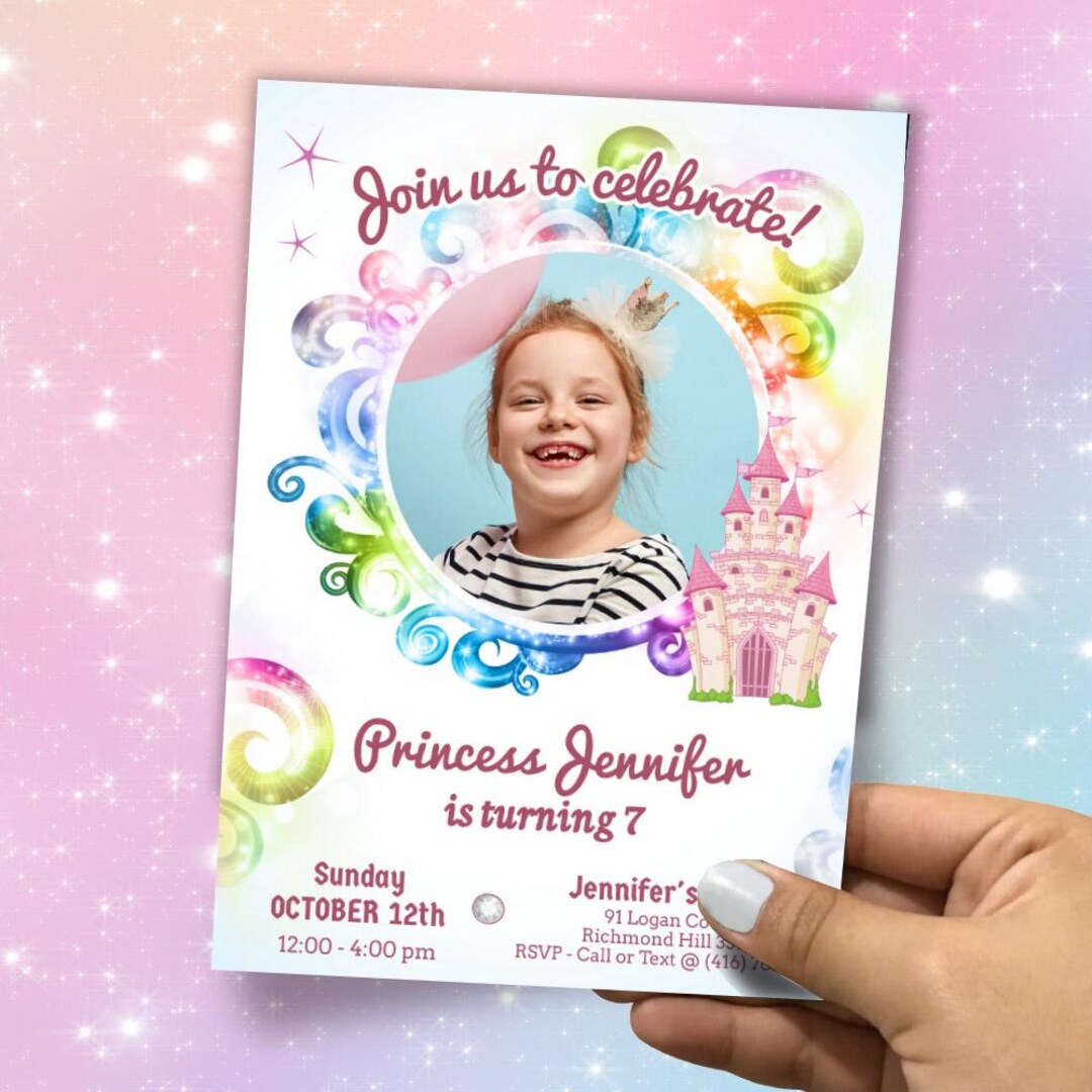 Editable Princess Birthday Party Invitation With Photo, Princess ...