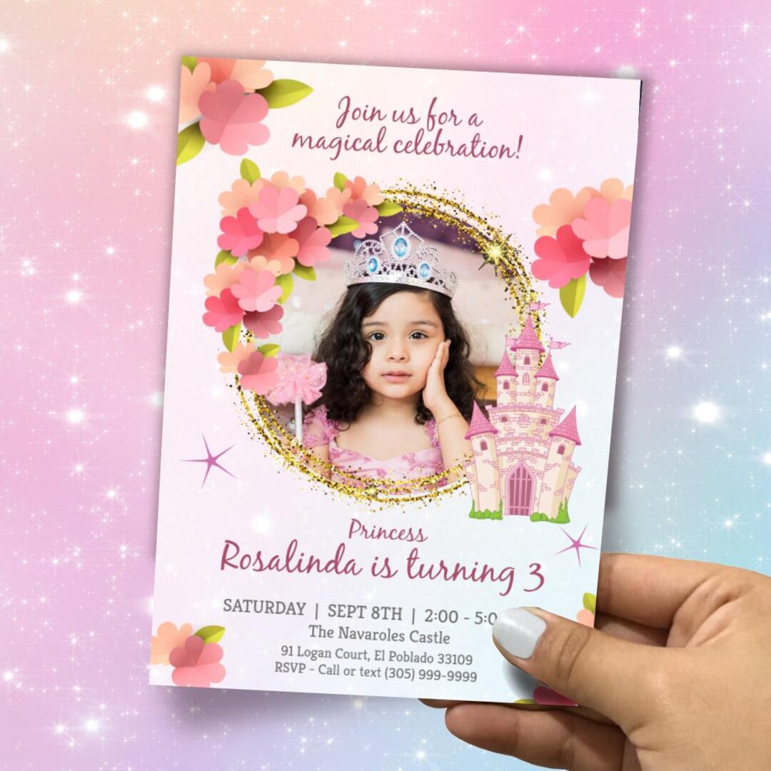 Editable Princess Birthday Invitation With Photo, Princess Online ...