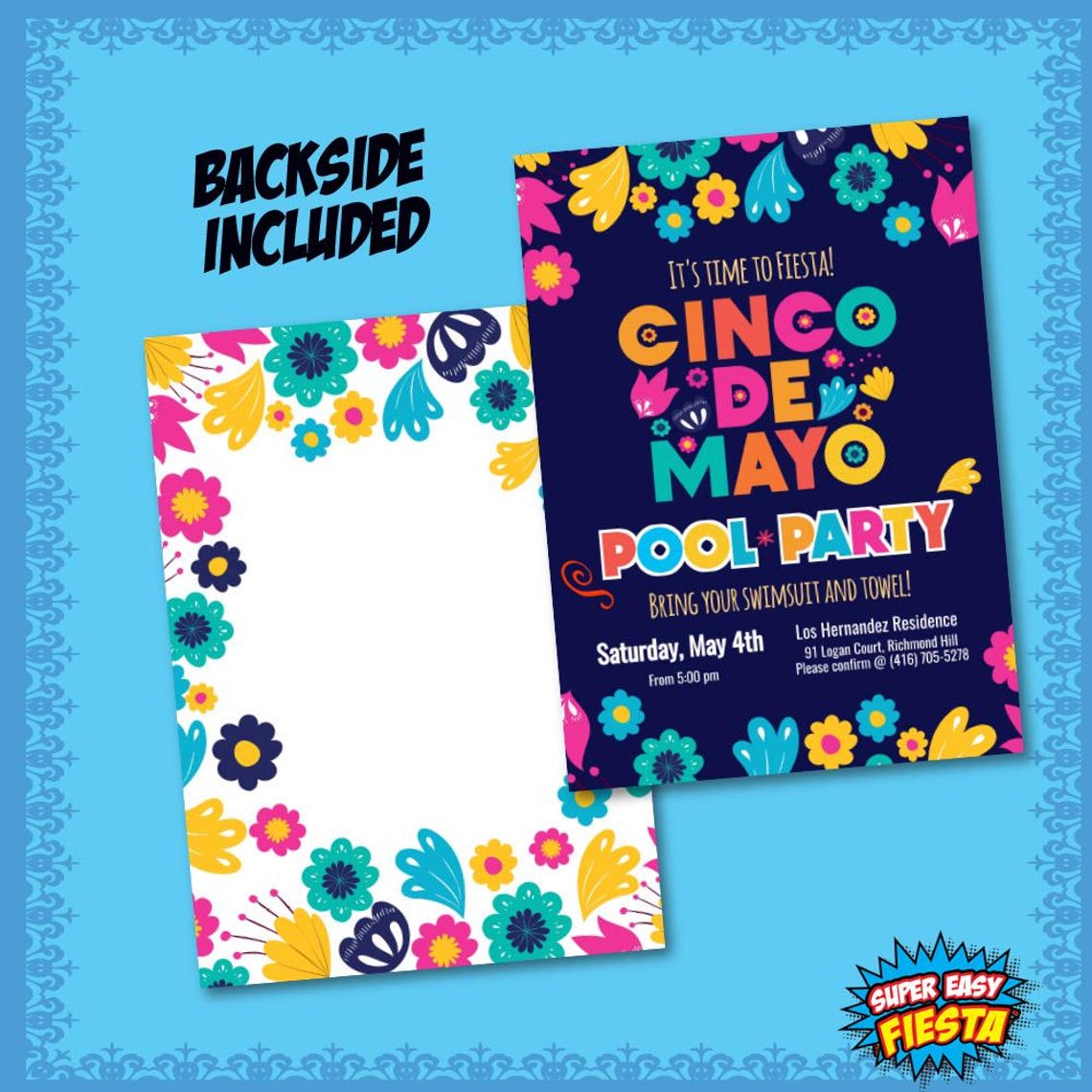 Editable Cinco De Mayo Pool Party Invitation, 5 De Mayo Pool Party ...