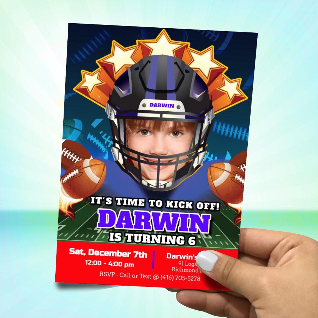 Editable Football Birthday Party Invitation, Football Digital ...
