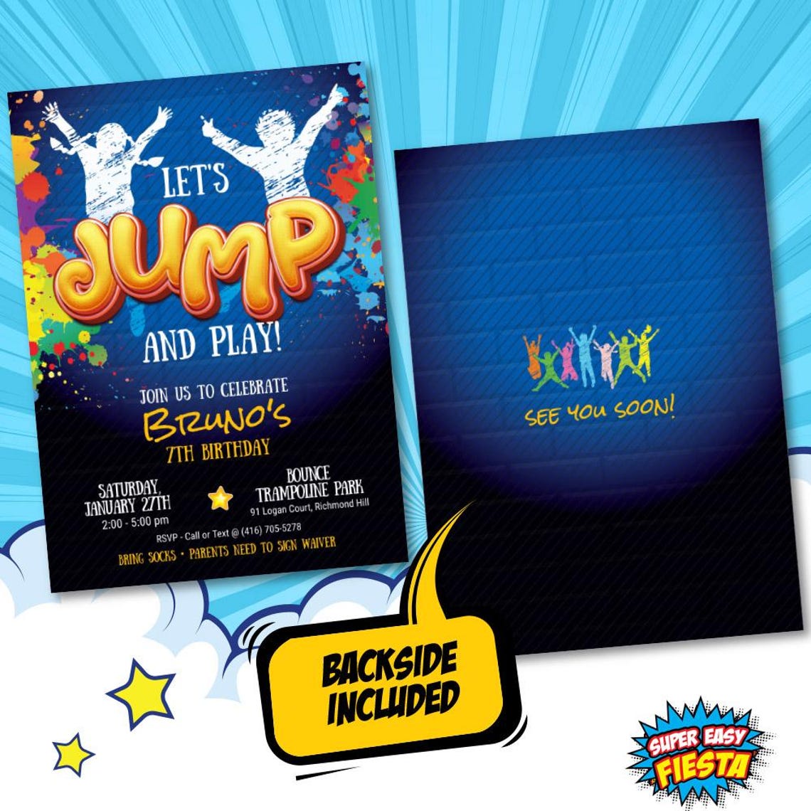Editable Jump Party Invitation, DIY Jump Template Invitation ...