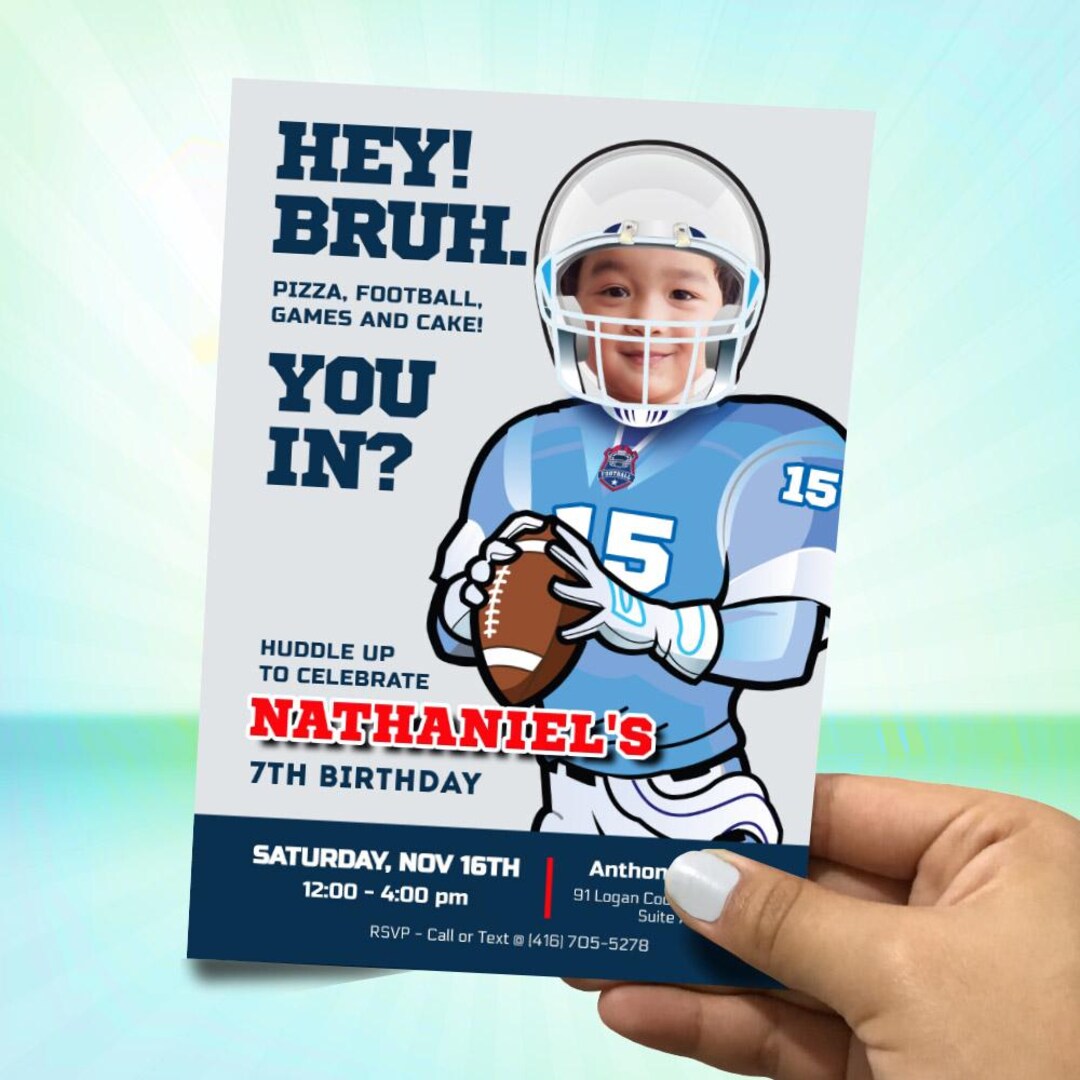 Editable Football Birthday Party Invitation, Editable Columbia ...