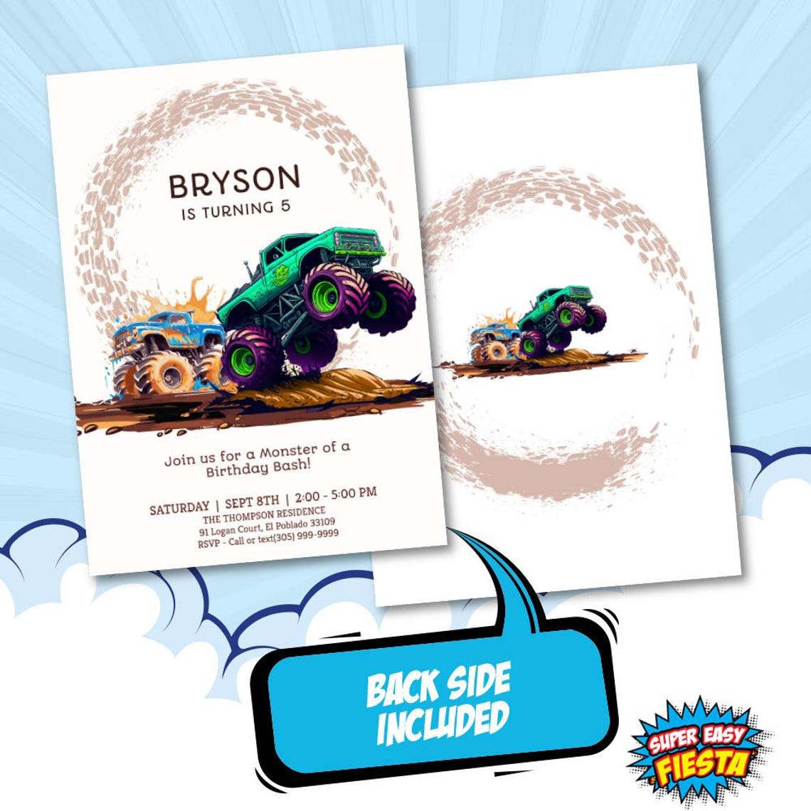 Editable Monster Truck Party Invitation, Monster Truck Birthday ...