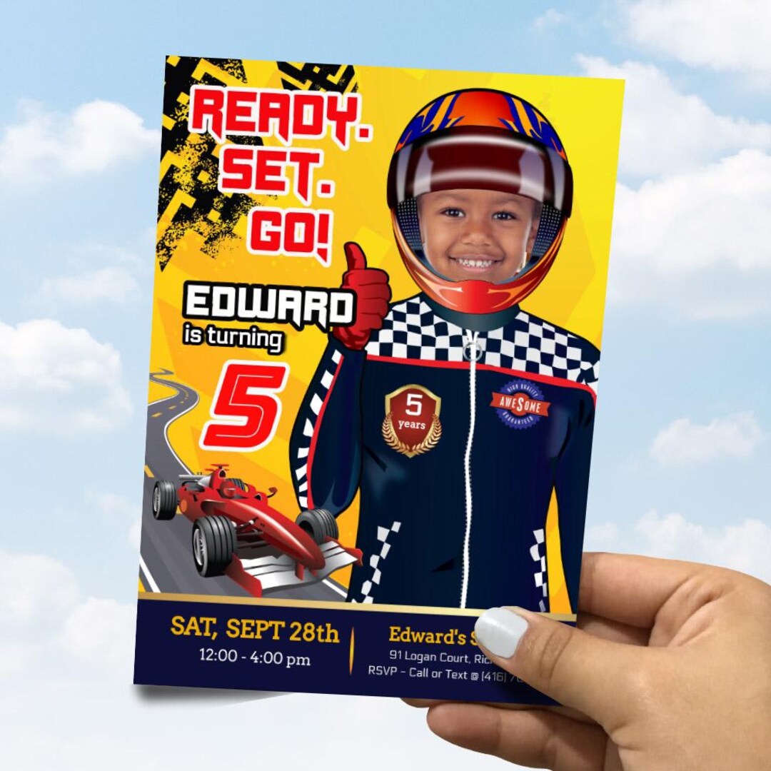 Editable Racing Car Party Invitation With Photo, Race Car Birthday ...