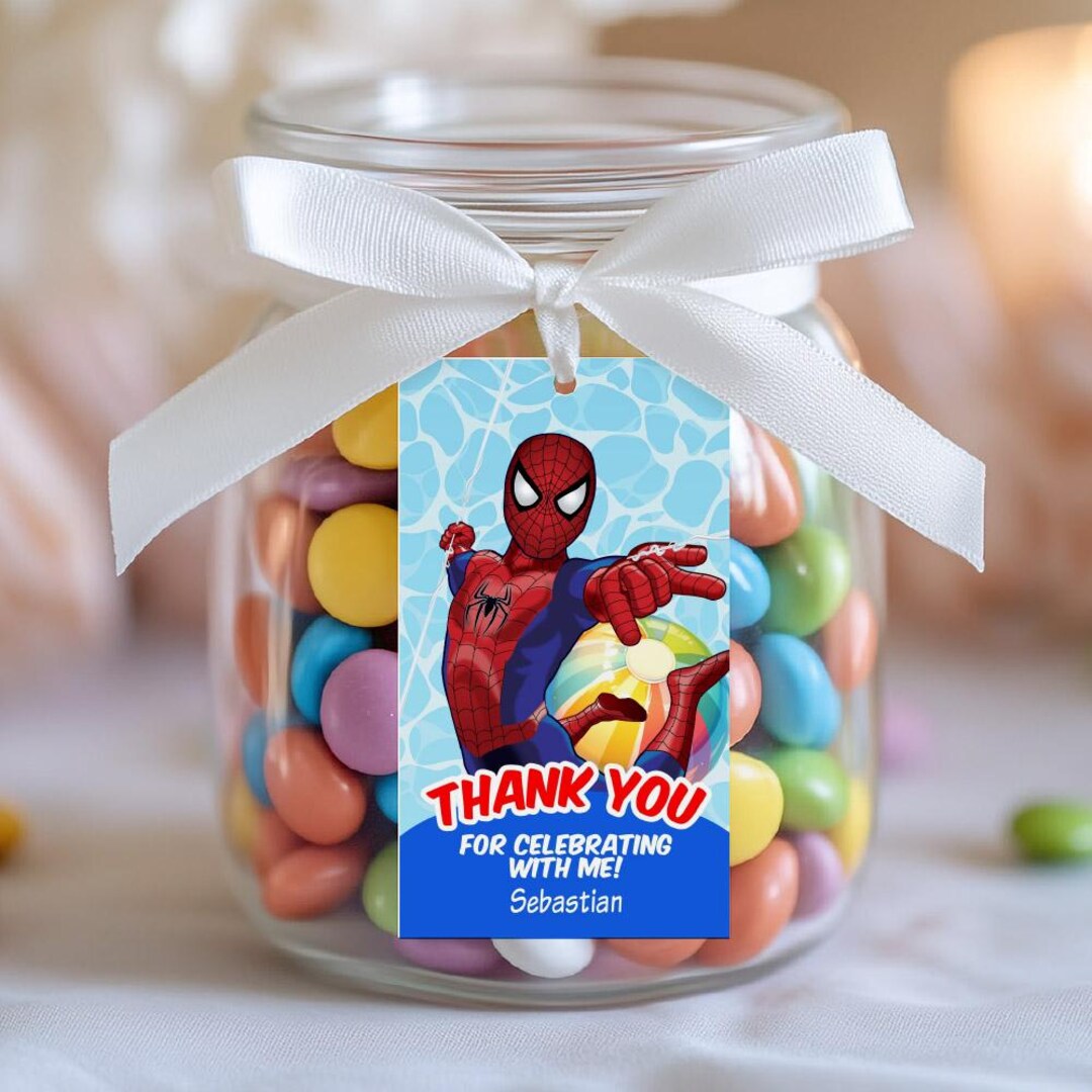 Editable Spiderman Pool Party Favors Tags, Spiderman Splash Party ...