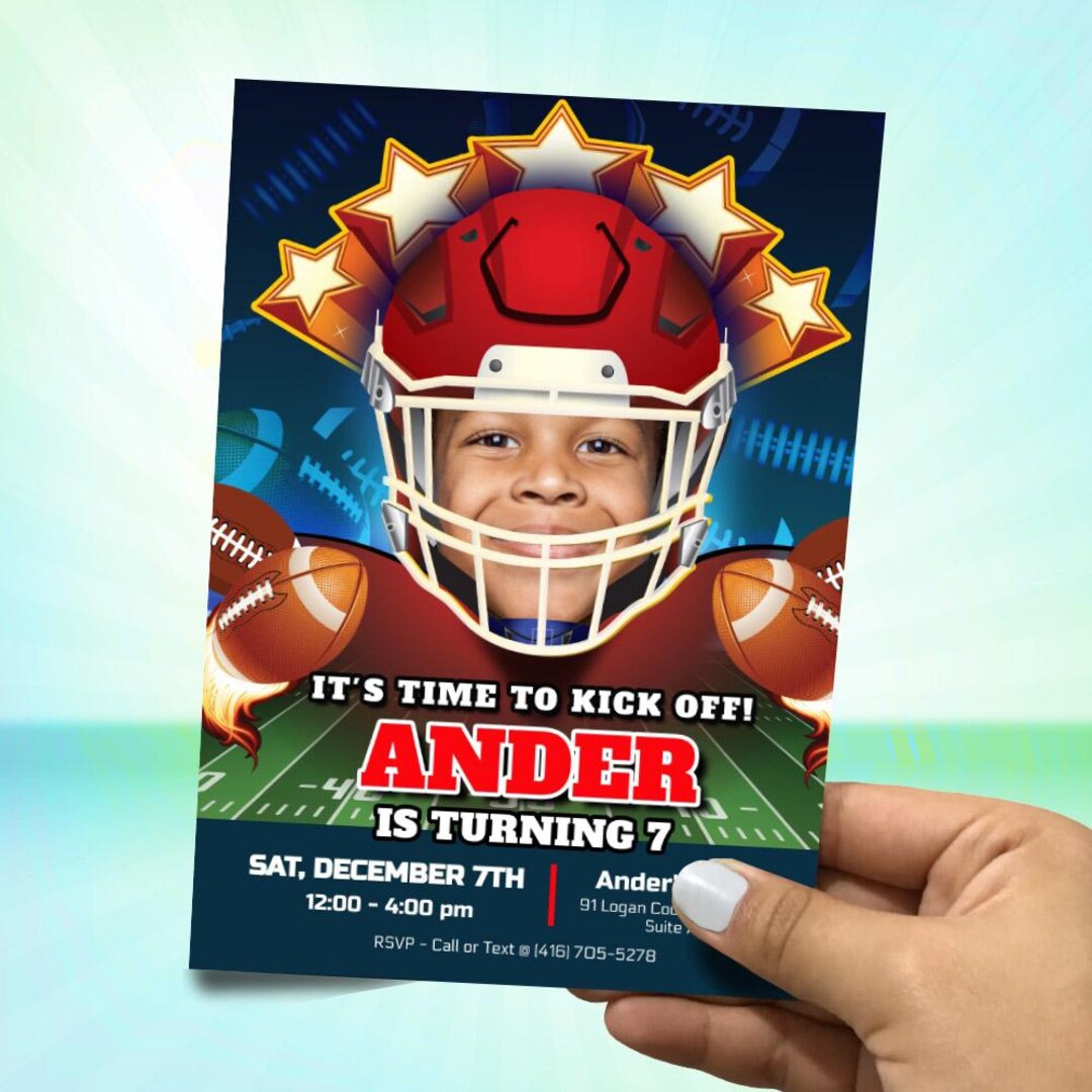 Editable Football Invitation Template, Football Birthday Party ...