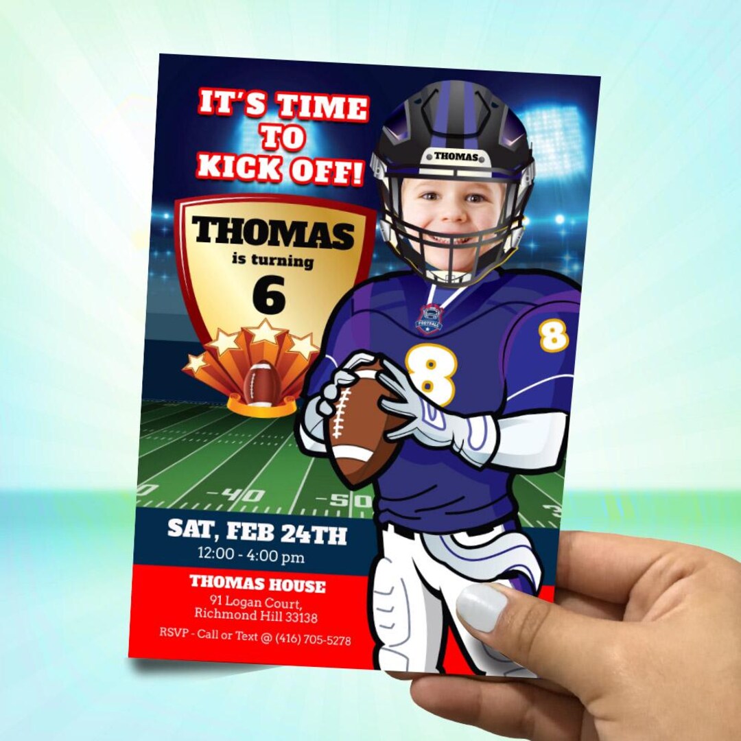 Editable Time to Kick off Party Invitation, Football Invitation With ...