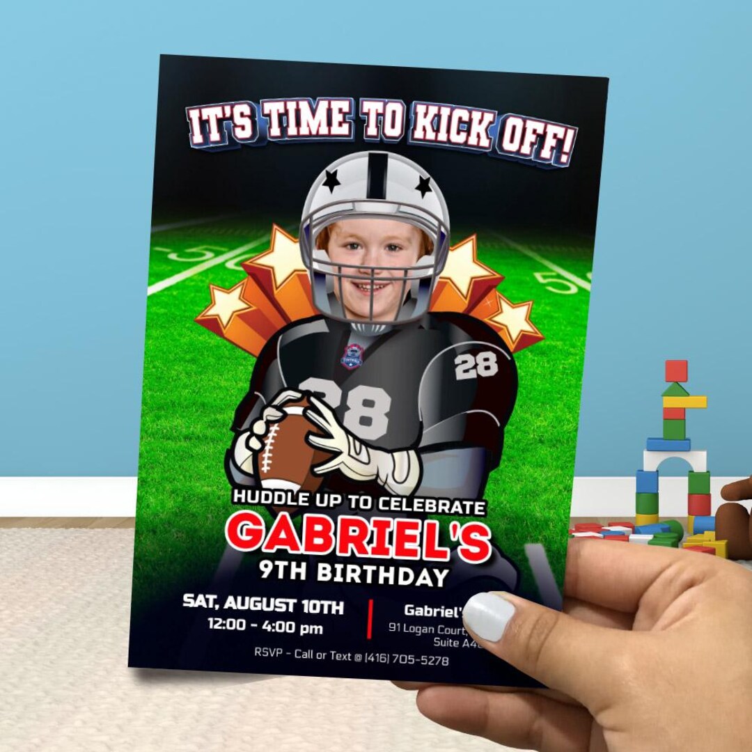 DIY Football Invitation, Football Digital Invitation With Photo, Custom ...