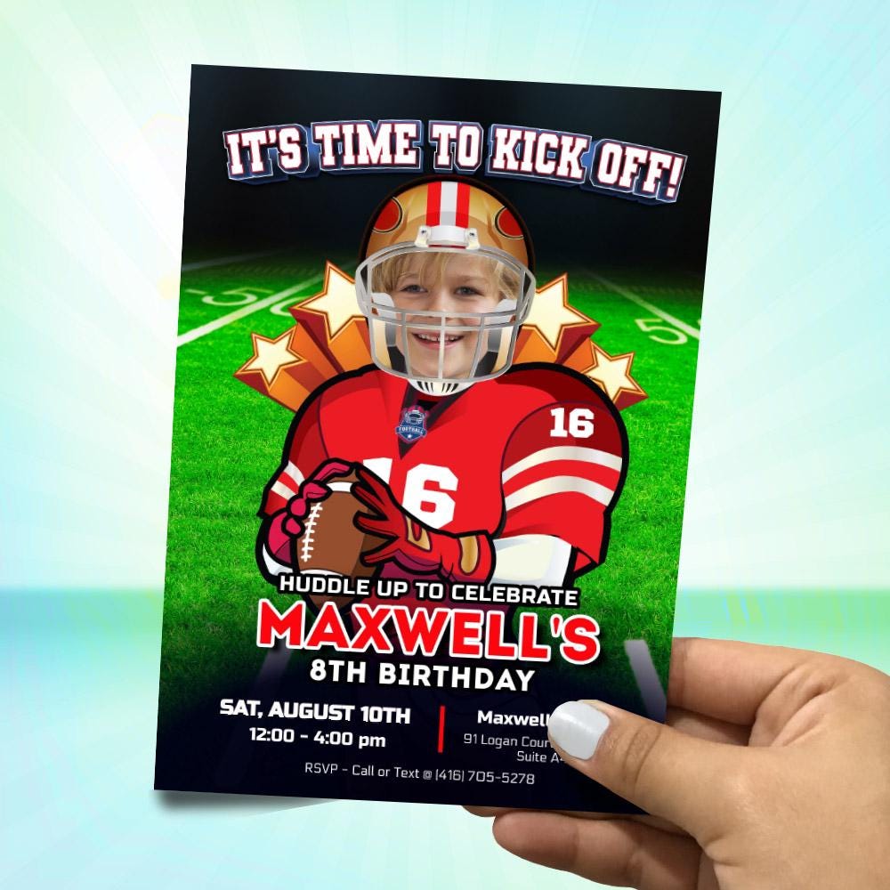 DIY Football Birthday Party Template, DIY 49ers Birthday Invitation ...