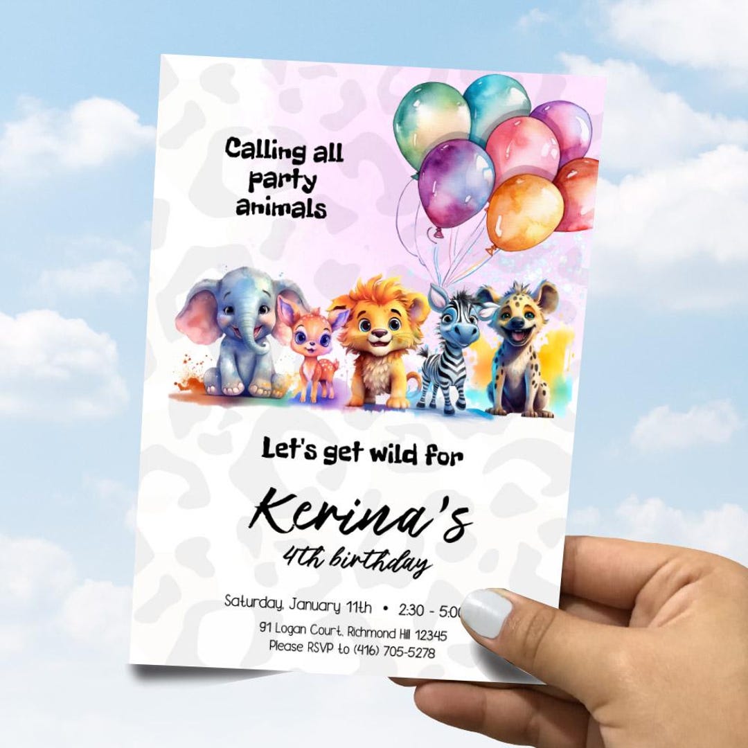 Calling All Animals Party Invitation, Animals Safari Girl Birthday ...
