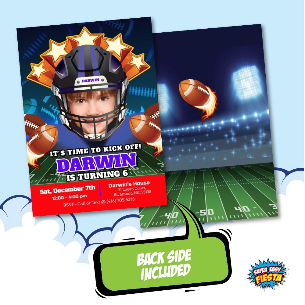 Editable Football Birthday Party Invitation, Football Digital ...