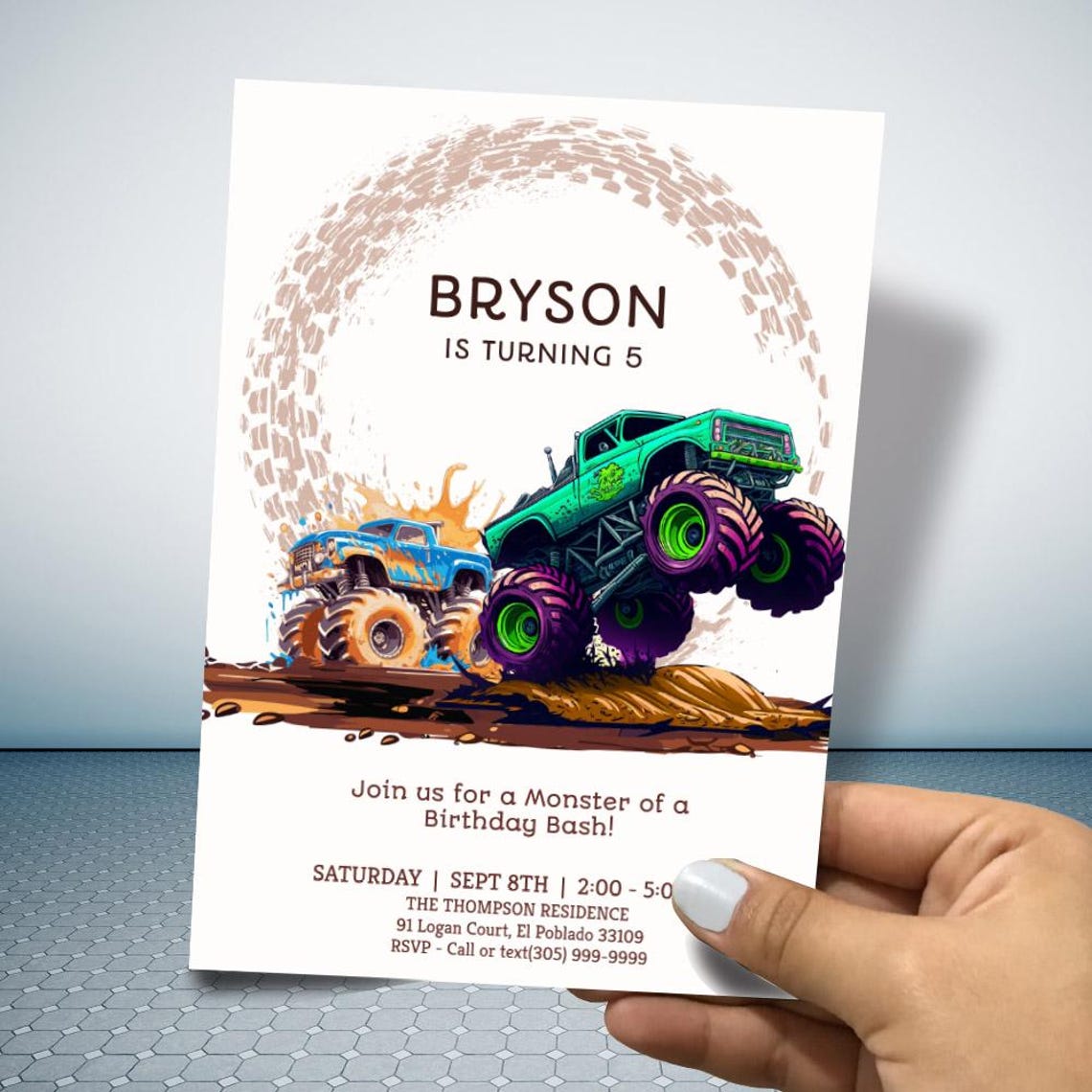 Editable Monster Truck Party Invitation, Monster Truck Birthday ...