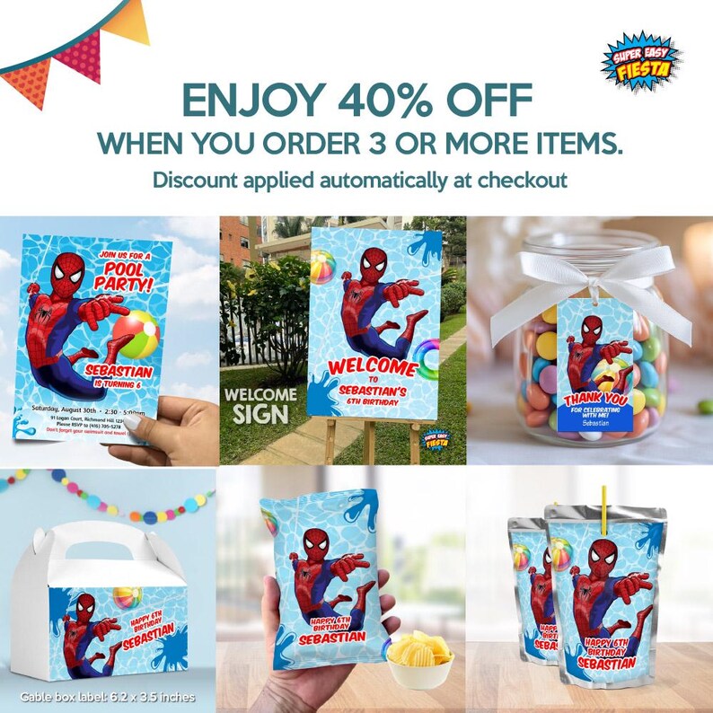 Spiderman Pool Party Invitation, Customized Spiderman Splash Party ...