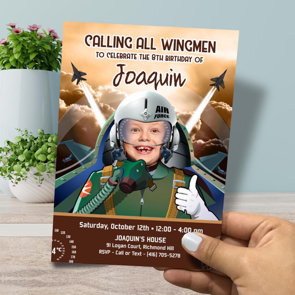 Editable Air Force Birthday Invitation, Jet Pilot Birthday Invitation ...