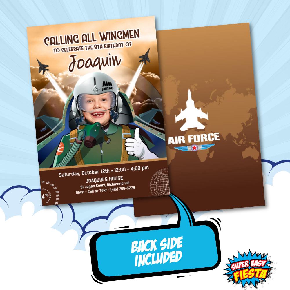 Editable Air Force Birthday Invitation, Jet Pilot Birthday Invitation ...