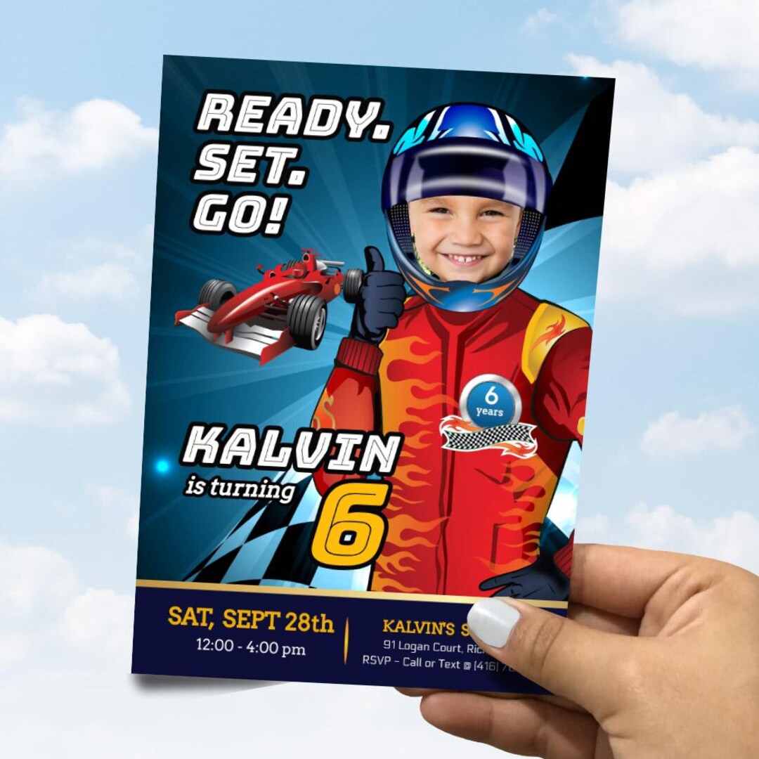 Racing Car Invitation With Photo, Editable Racing Car Invitation, Race ...