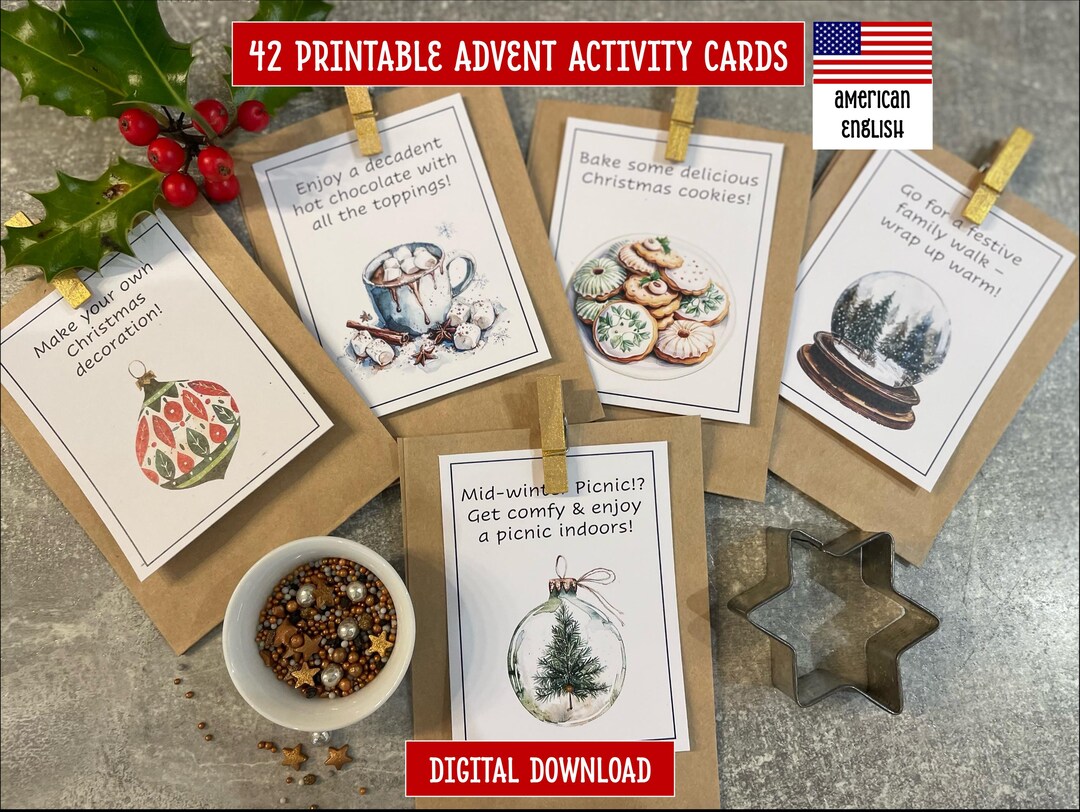42 Printable Christmas Advent Activity Cards 2025 (36 Cards With ...