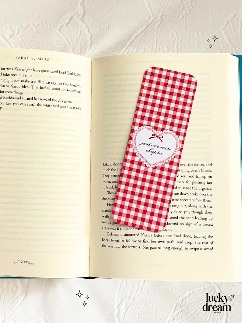 Red Gingham Bookmark, 'one More Chapter' Bookish Gift - Etsy