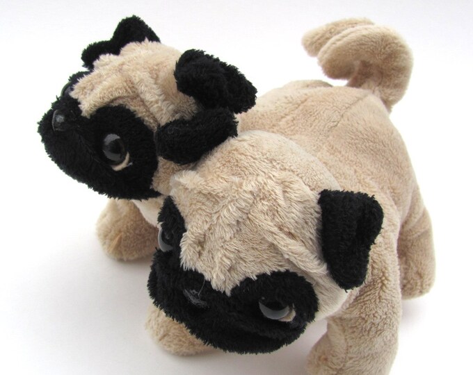 Pug Dog Conjoined Twins Stuffed Toy, Recycled Stuffed Toy Soft ...