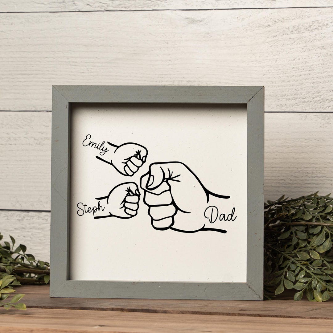 Father and Child Fist Bump Framed Canvas – Heartfelt Personalized Gift ...