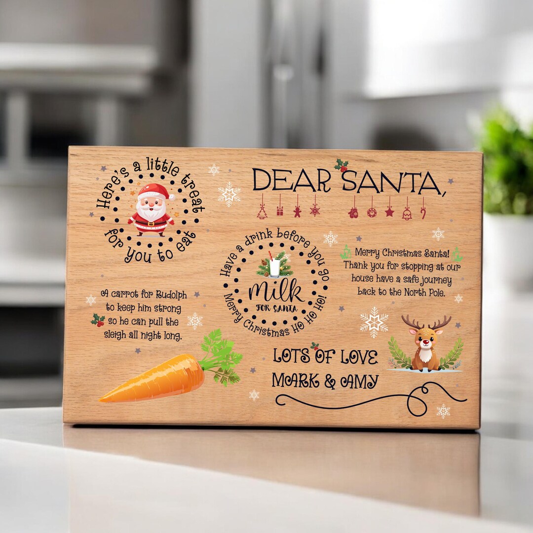 Personalized Christmas Eve Plate & Santa Board, Custom Treat Plate for ...