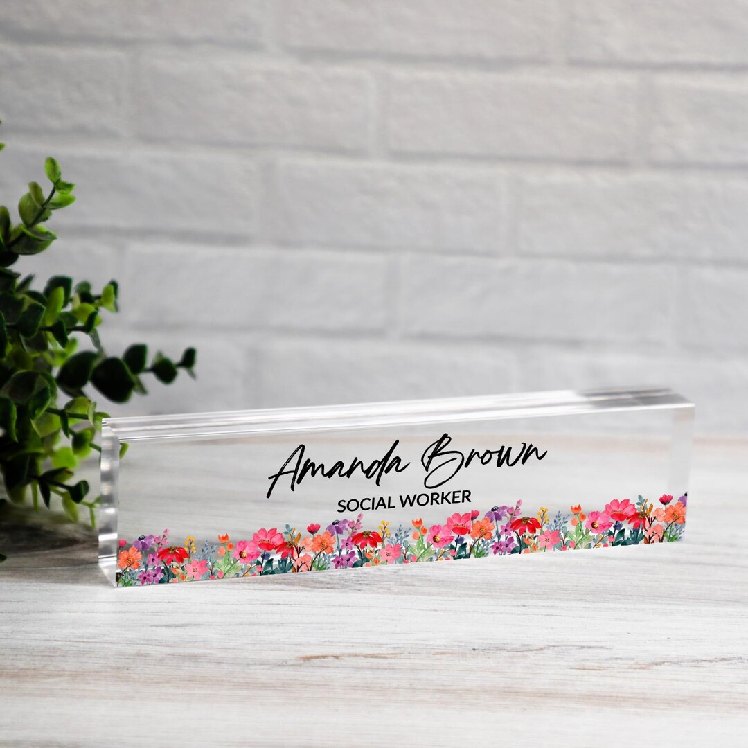 Custom Acrylic Desk Name Plate – Personalized Engraved Name Sign for ...