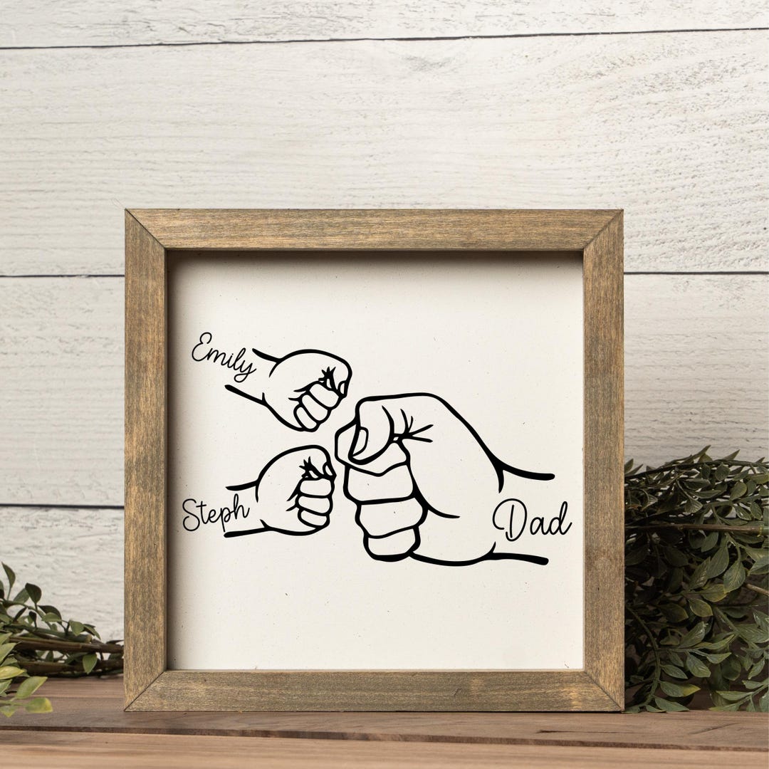 Custom Father-child Fist Bump Sign With Names Framed Family Art, A ...