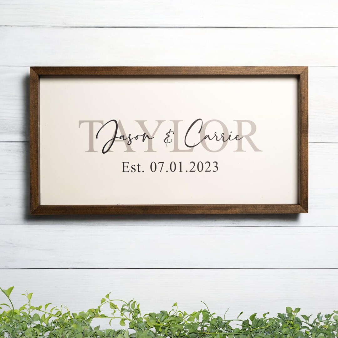Personalized Last Name Sign With Names & Established Date, Wedding or ...