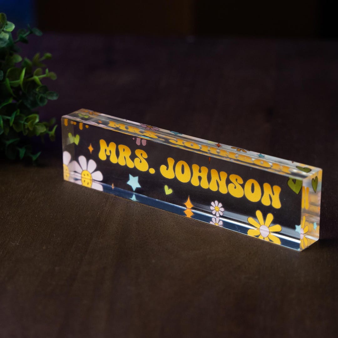 Custom Retro Teacher Desk Name Sign, Personalized Back to School Gift ...