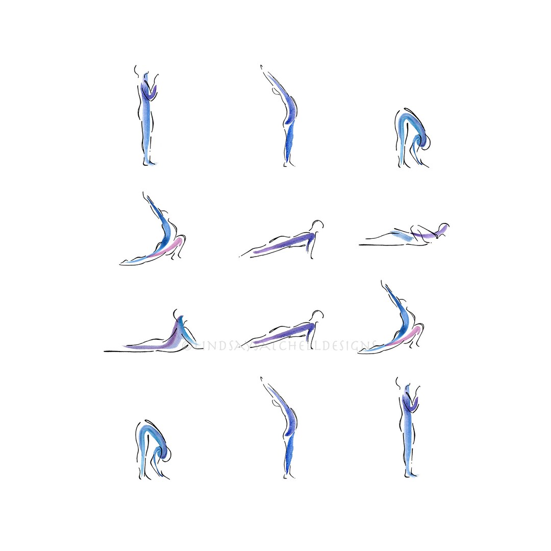 Sun Salutation - Yoga Art Print | Yoga Gifts, Yoga Studio Decor, Unique ...