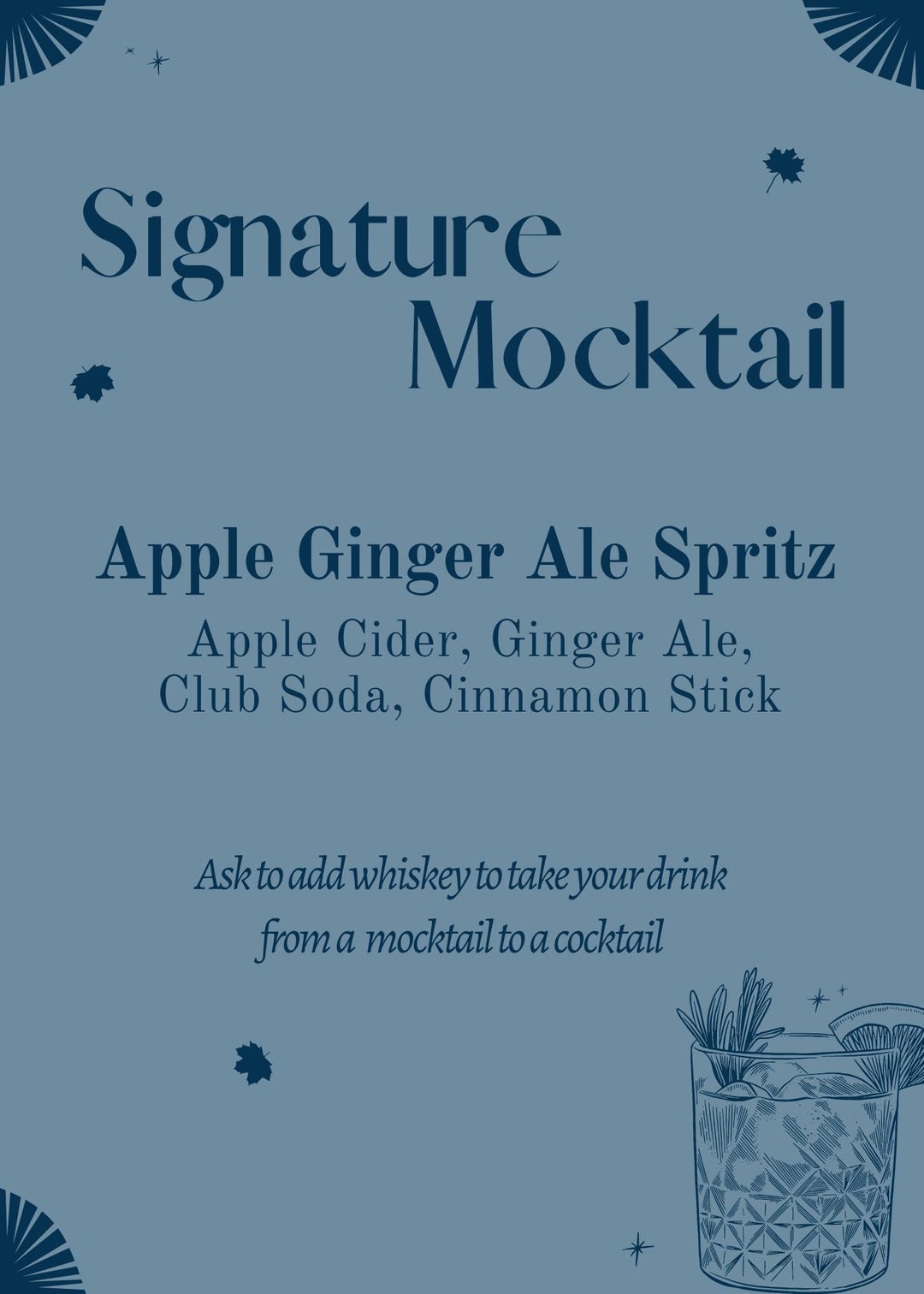 Harvest Moon Signature Mocktail Sign Template - Etsy