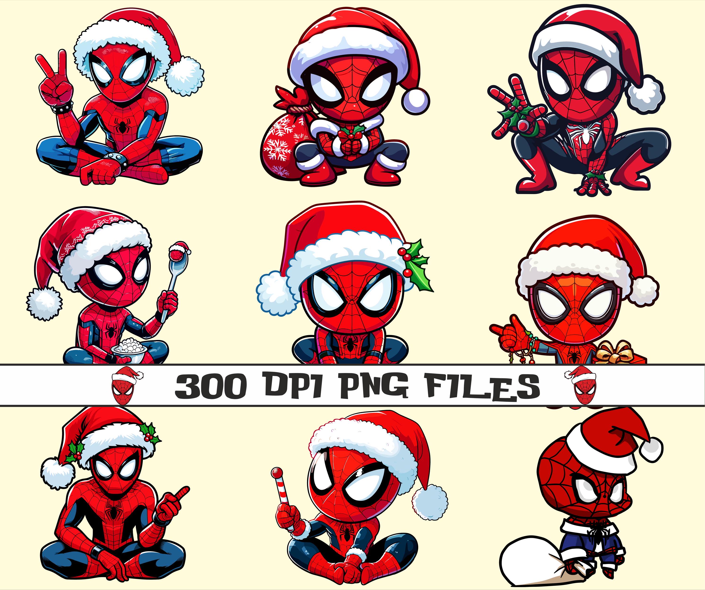 Spiderman Christmas Png Bundle, Spiderman Printable Png, Spiderman300 ...
