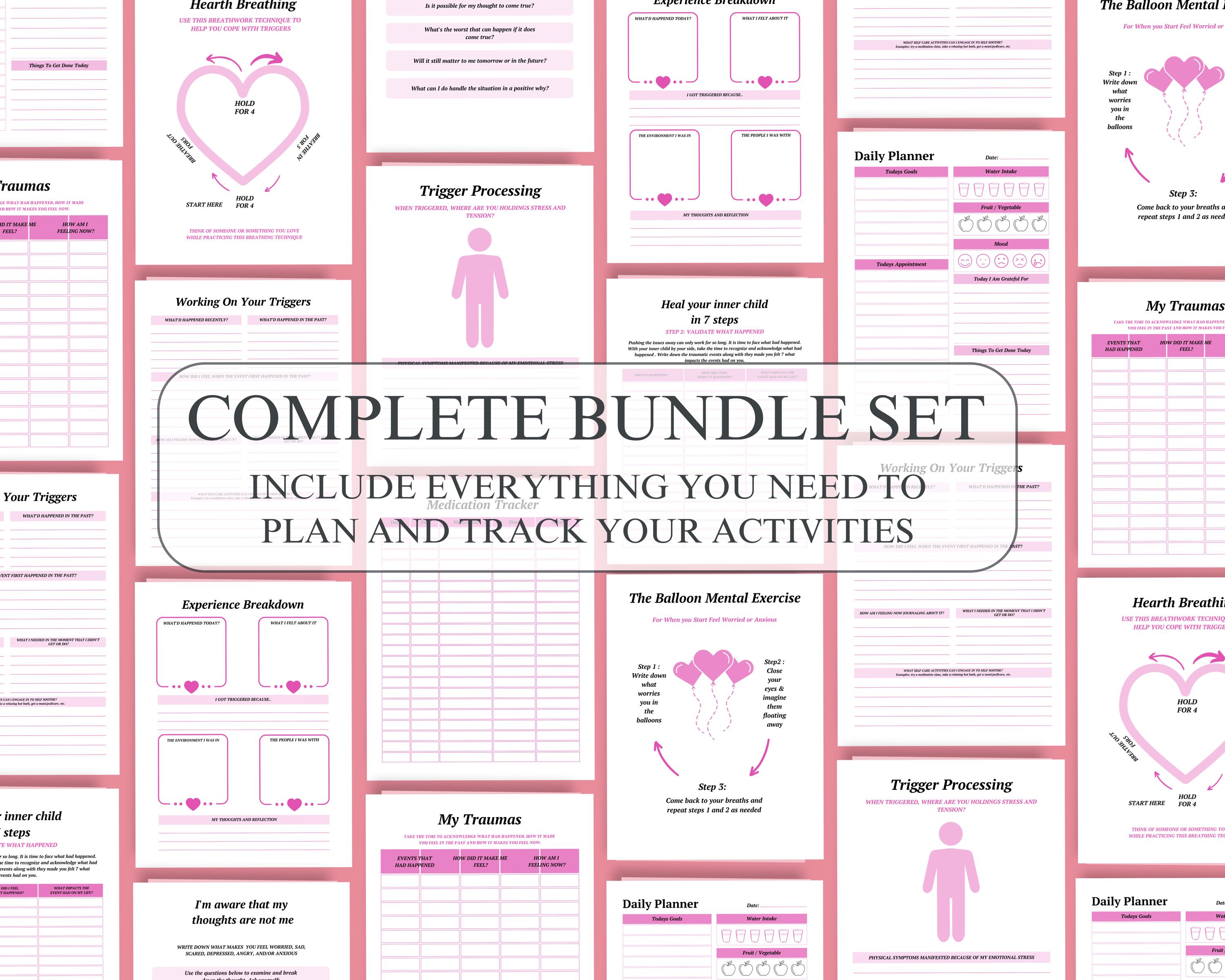 EDITABLE PTSD Trauma Processing Worksheets Workbook Therapy Safety Plan ...