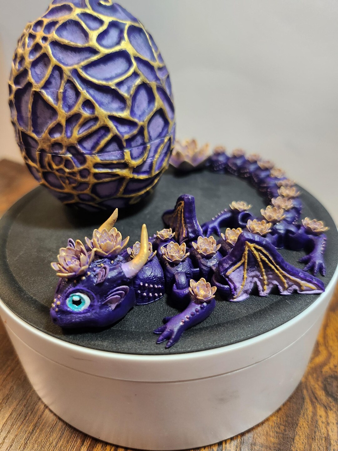 Resin 3d Printed Flex Flower Dragon With Egg Hand Painted - Etsy