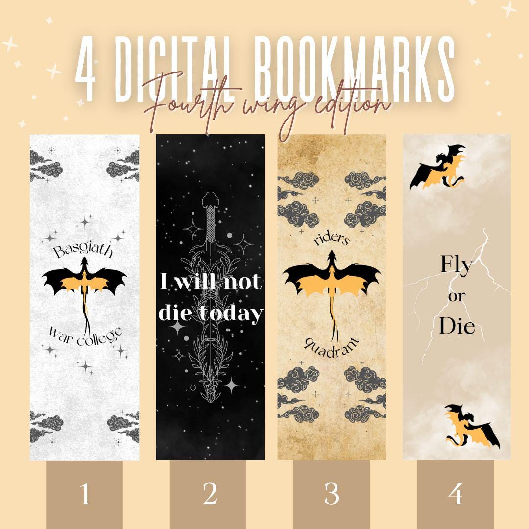 Printable Bookmarks - Fourth Wing Edition - Etsy