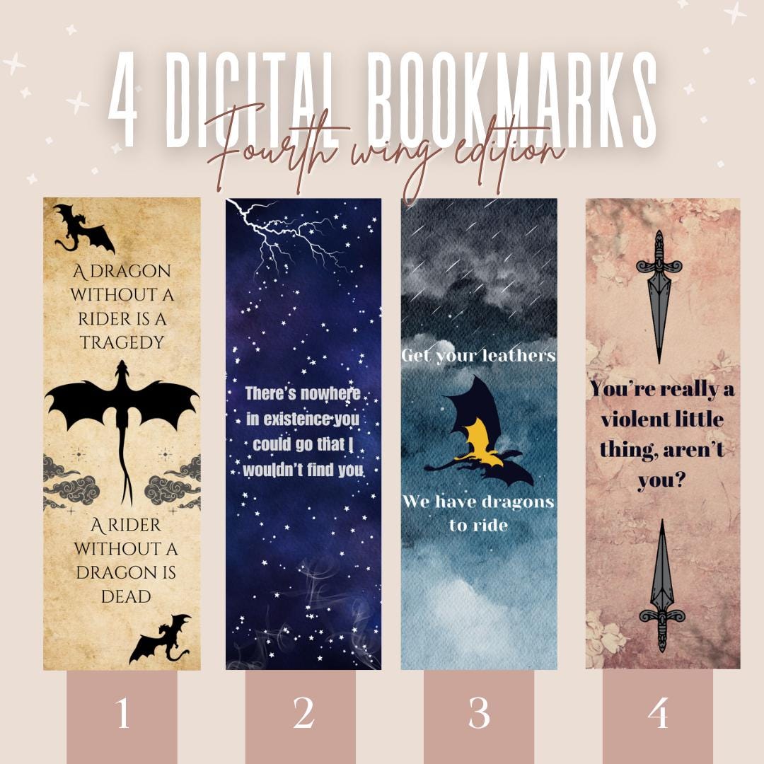Printable Bookmarks - Fourth Wing Edition - Etsy