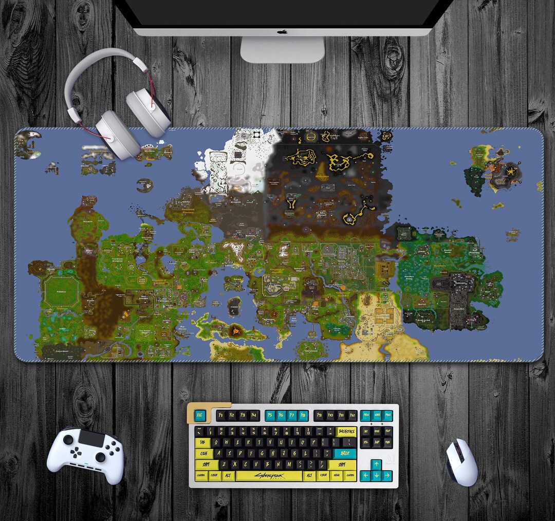 Oldschool Runescape World Map Gaming Mouse Pad XXL, Runescape Desk Pad ...
