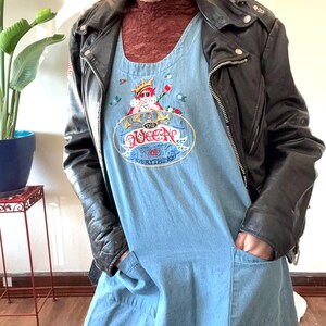 90s Mary Engelbert Queen of Everything Embroidered Denim Romper Dress ...