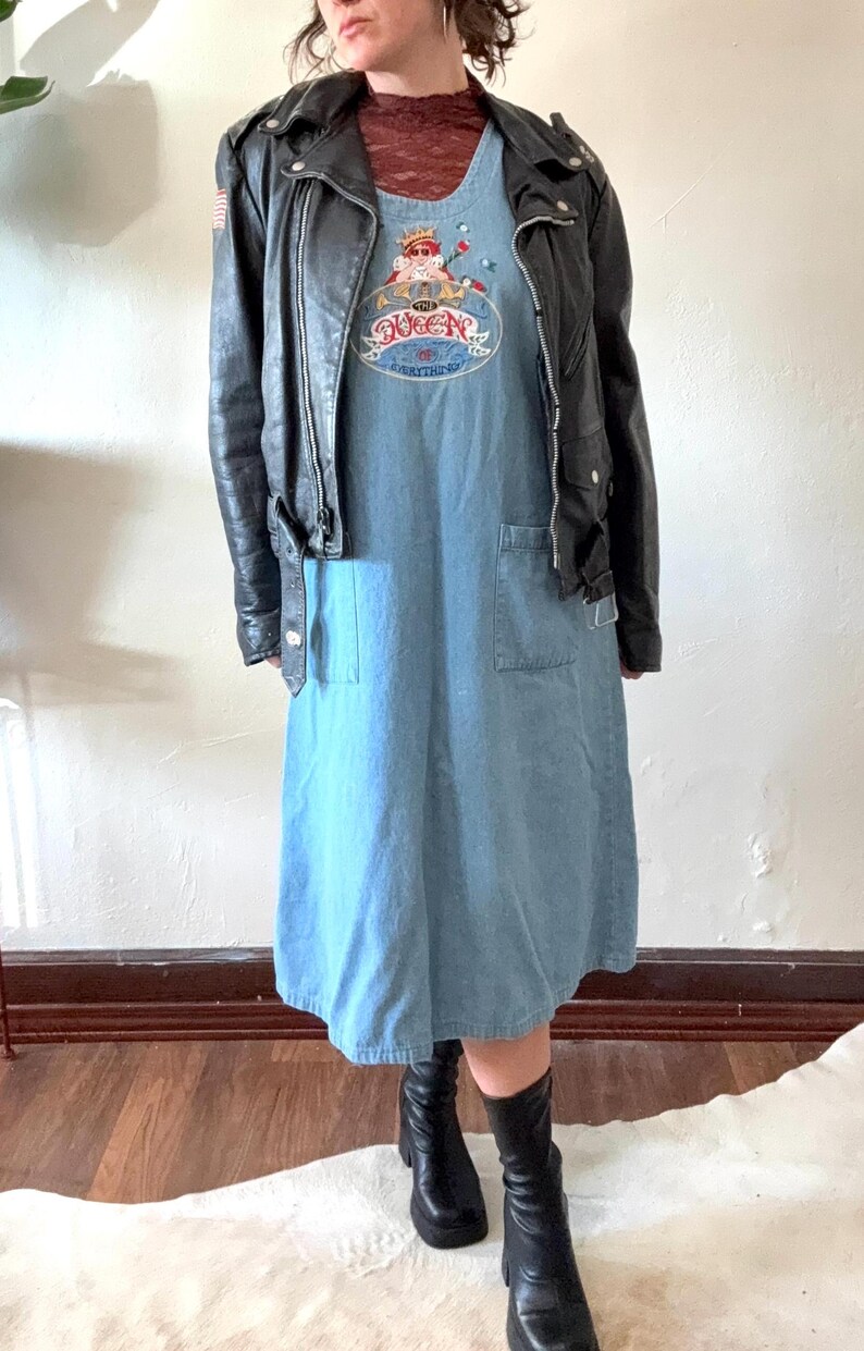 90s Mary Engelbert Queen of Everything Embroidered Denim Romper Dress ...
