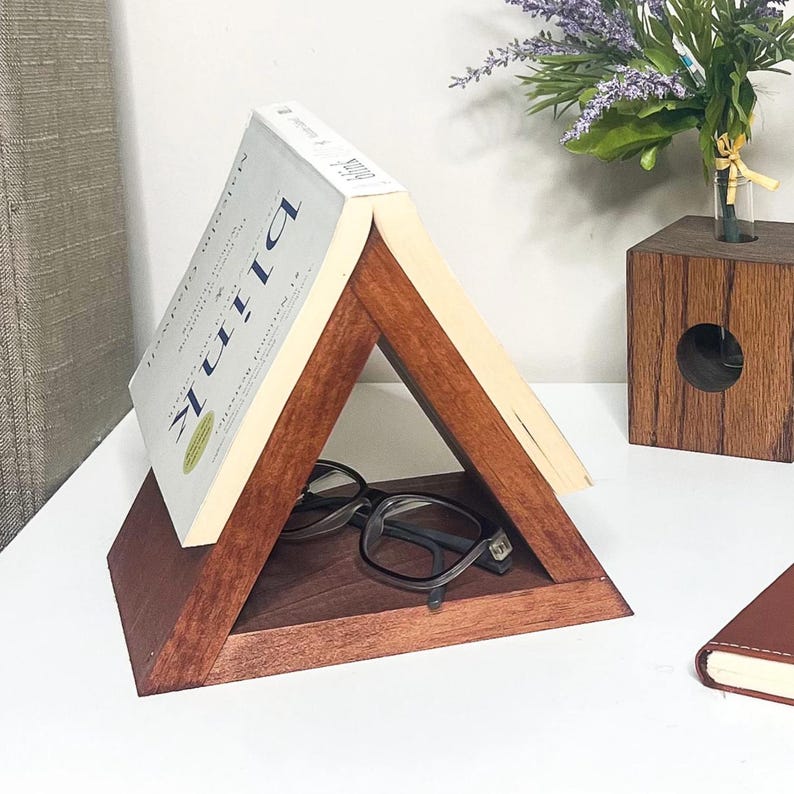 Handcrafted Triangle Book Holder - Book Stand - Wooden Bookmark - Page ...
