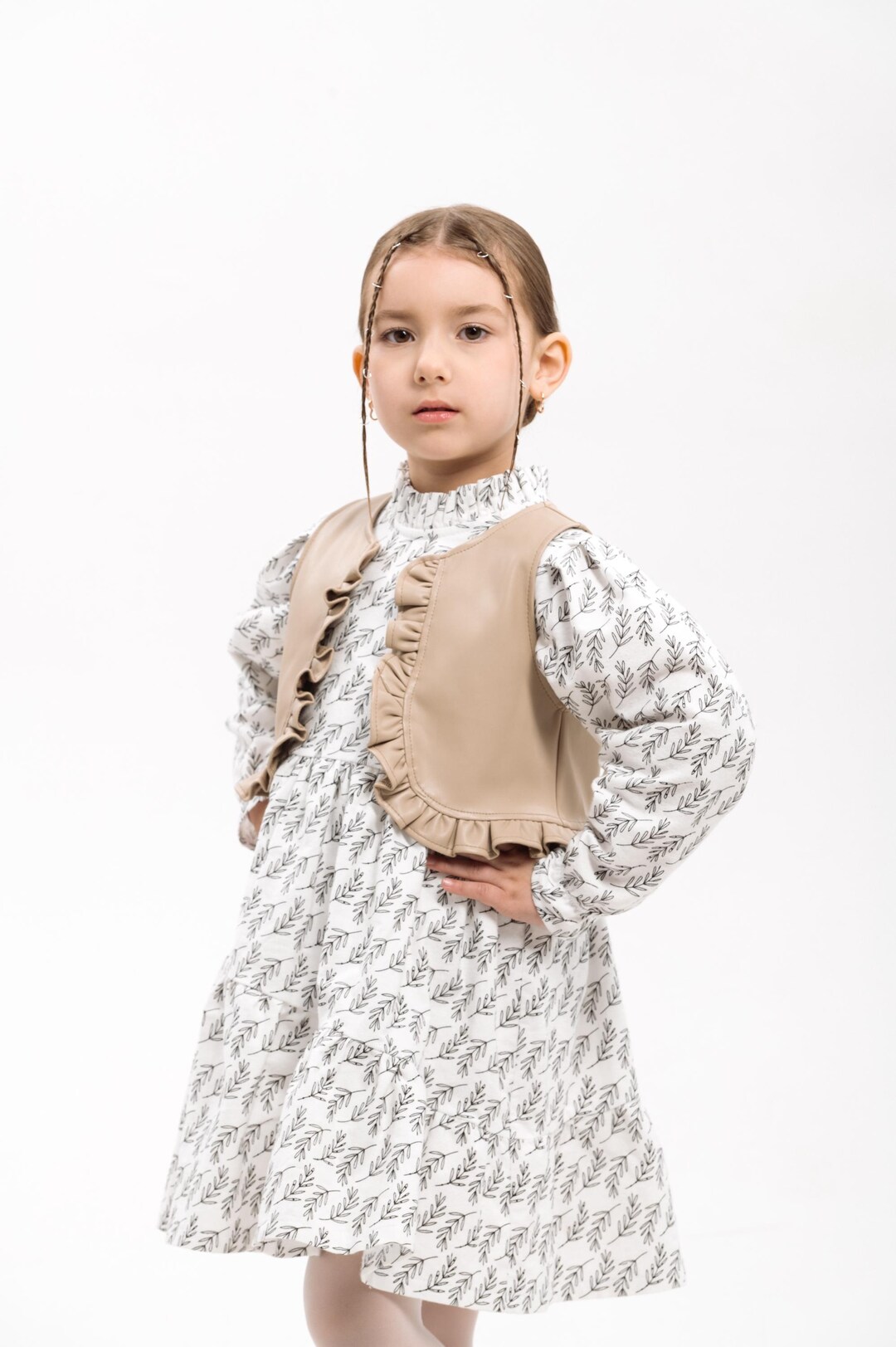 Girls' Flannel Dress With Eco-leather Vest | 100% Cotton, Exclusive ...