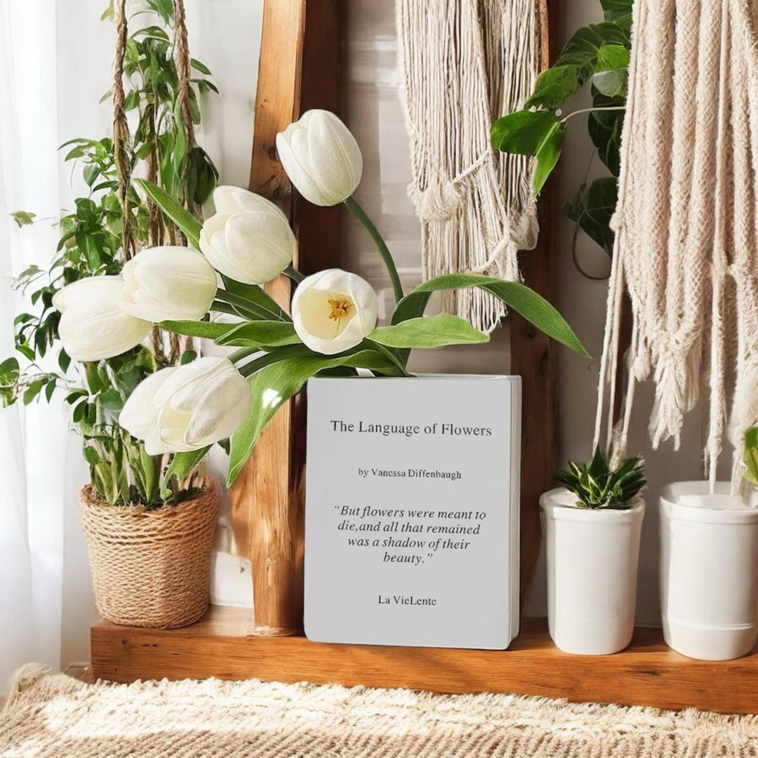 White Bookend Vase for Flowers | Cute Bookshelf Decor | Unique Vase for ...