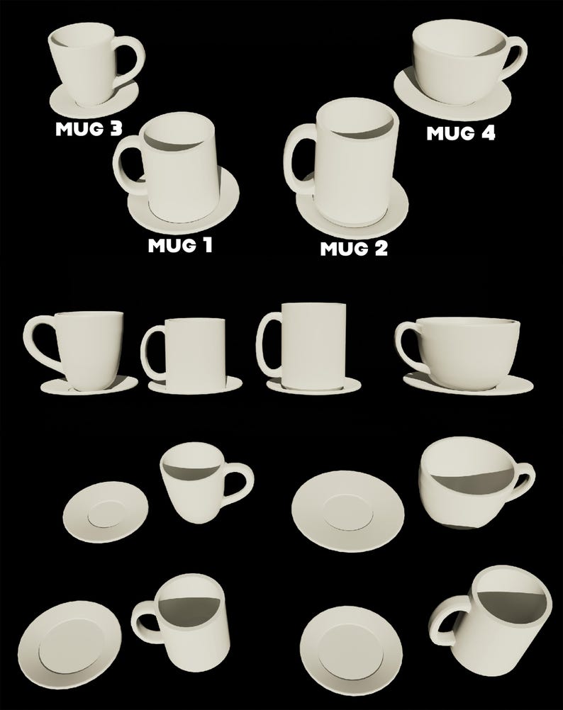 1:12 Scale Dollhouse Dishware - 3D Printable Mugs, Cups, Plates and ...