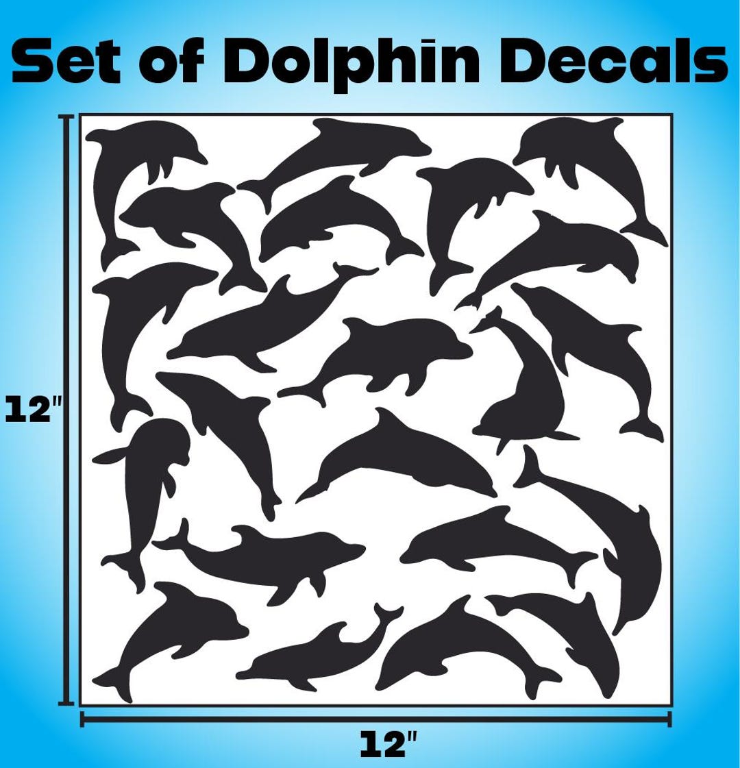 Dolphin Decals Full Sheet- 22 Dolphin Silhouette Stickers - Etsy
