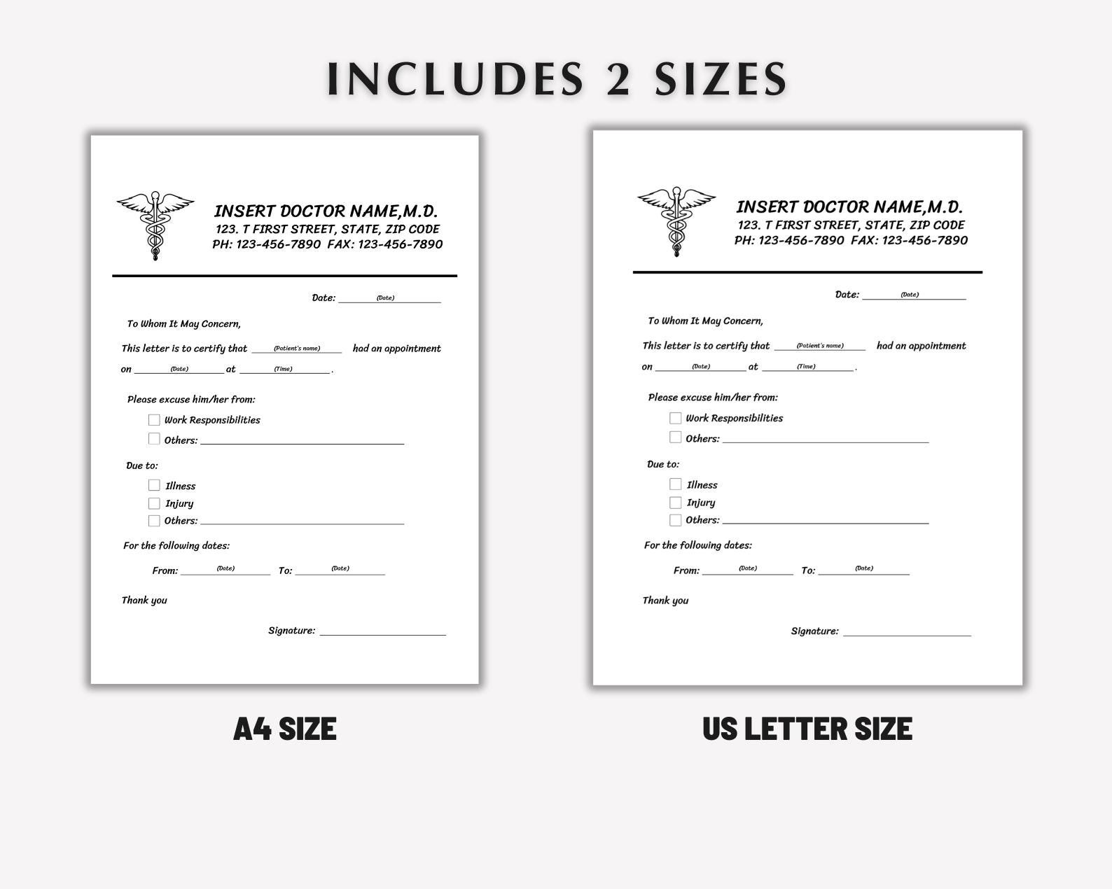 Doctor Excuse Note, Editable Doctor Excuse Note for Work, Printable ...