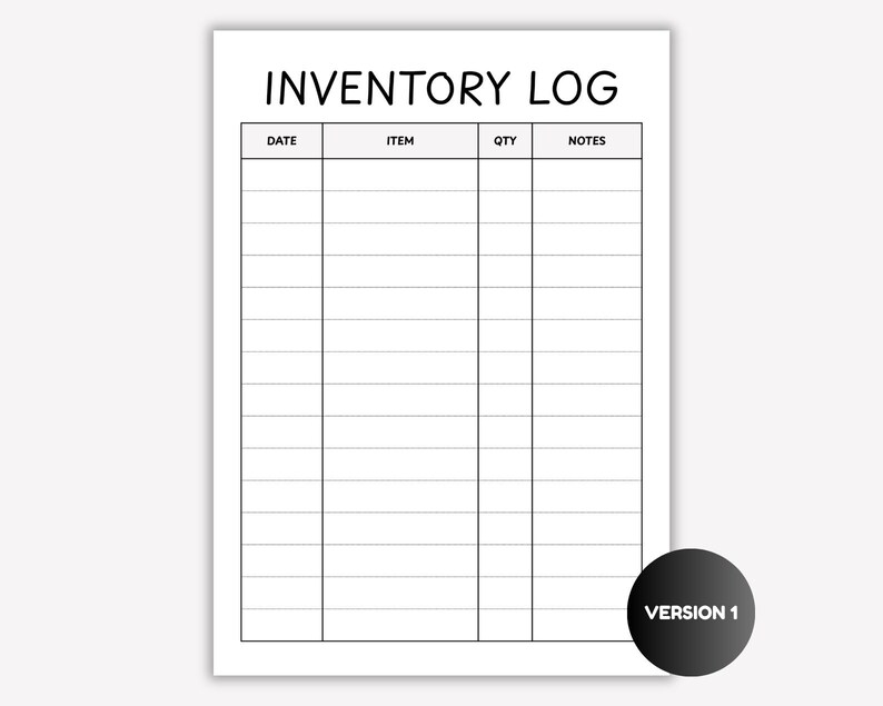 Inventory Tracker, Inventory Log, Business Product Inventory List ...