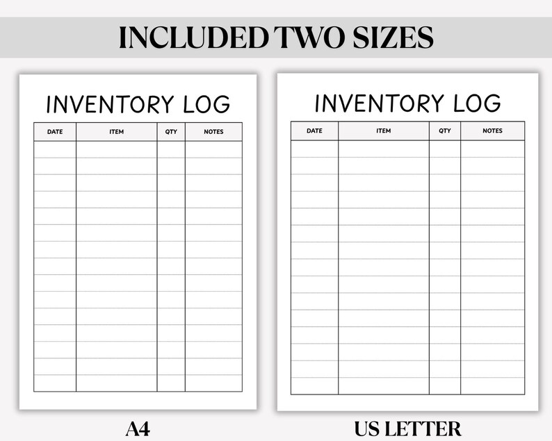 Inventory Tracker, Inventory Log, Business Product Inventory List ...
