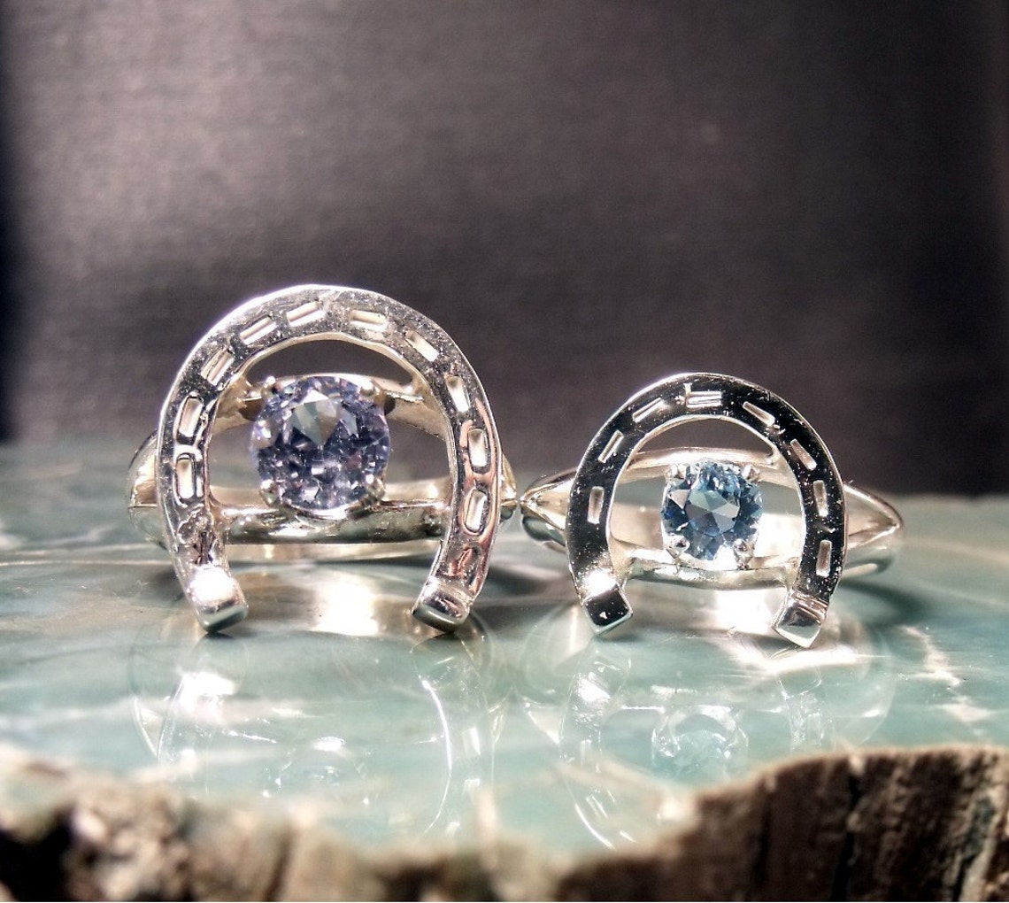 Horse Shoe Ring in Sterling Silver With Any Birthstone RF129 - Etsy