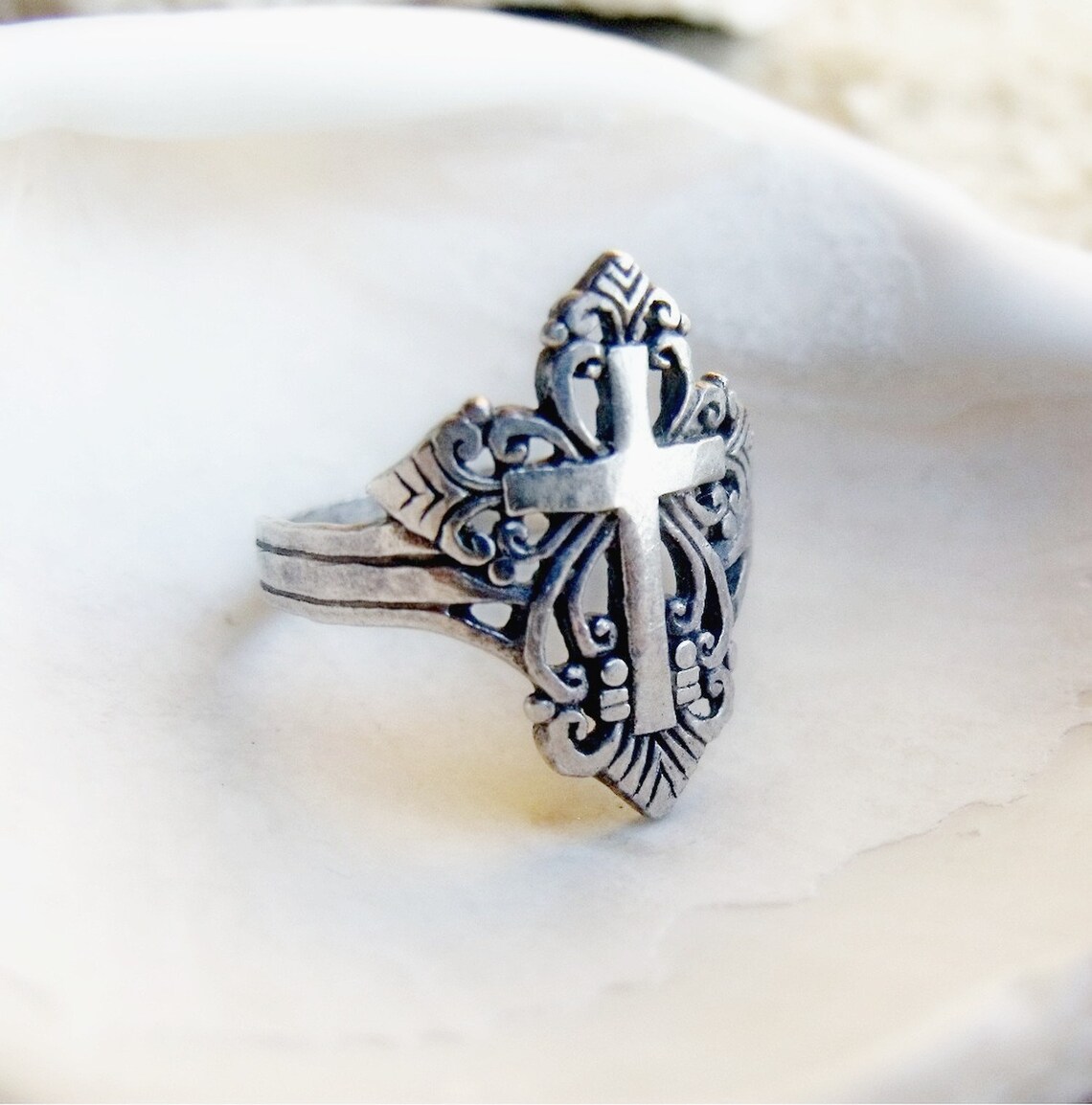 Cross Ring in Sterling Silver RF008 - Etsy