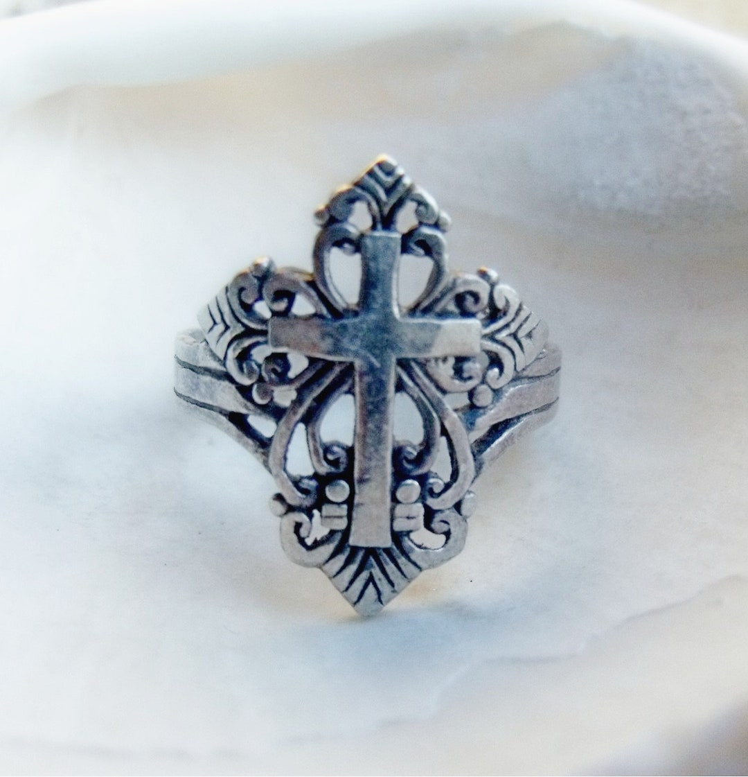 Cross Ring in Sterling Silver RF008 - Etsy